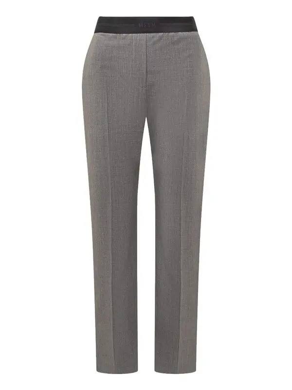 MSGM Long Straight-fit Virgin Wool Pants - Grey