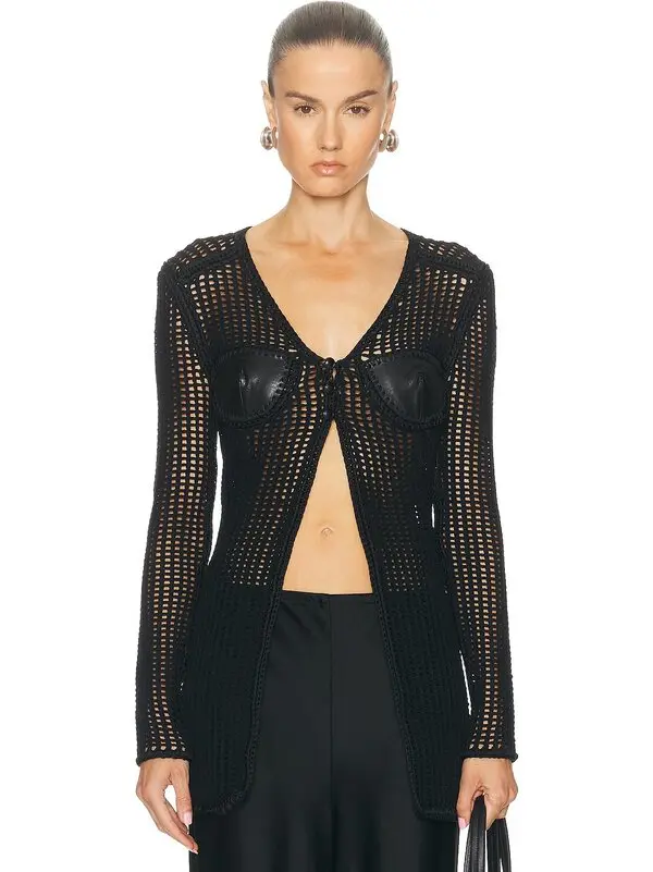 Alexander Wang Cardigan With Leather Bust - Black
