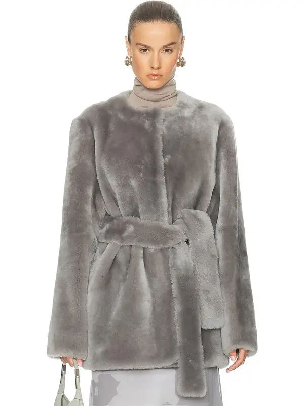 TOTEME Plush Shearling Jacket - Grey