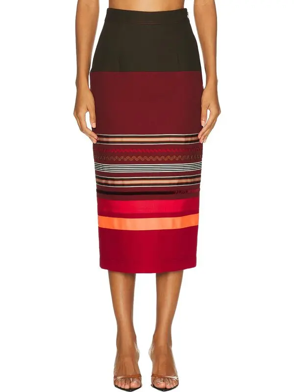 Christopher John Rogers Colorblock Pencil Skirt - Sarsaparilla Multi