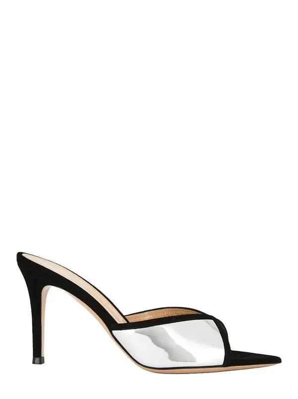 GIANVITO ROSSI Mule Sandal - Black & Silver