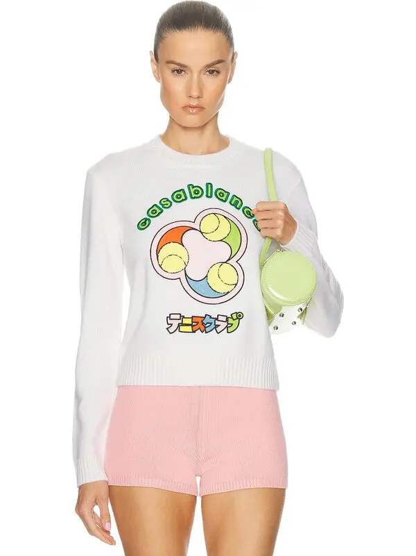 Casablanca Tennis Ball Sweater - White