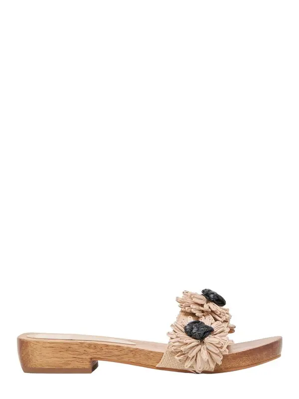 DOLCEVITA Ariena Floral Raffia Sandals - Black Natural Floral Raffia