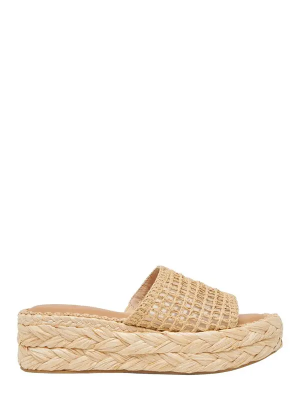 DOLCEVITA Chavi Mesh Platform Sandals - Natural Woven Raffia