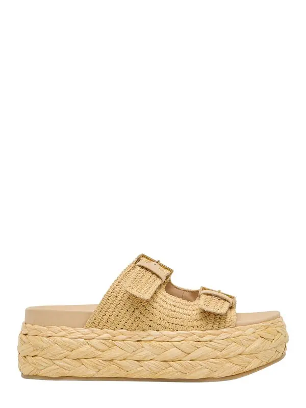 DOLCEVITA Falyn Platform Sandals - Lt Natural Woven Raffia