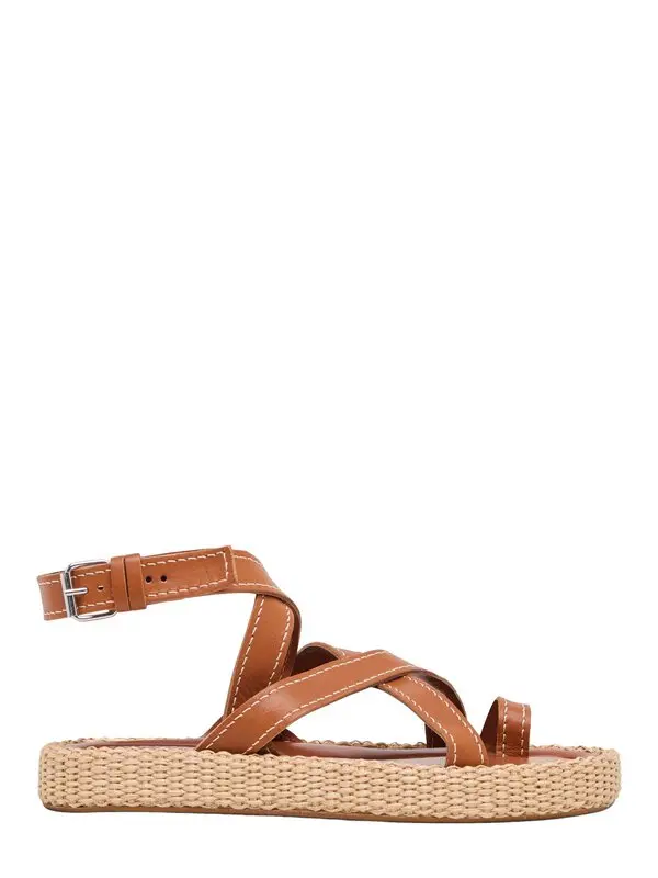 DOLCEVITA Roxie Leather Criss-cross Platform Sandals - Brown Leather