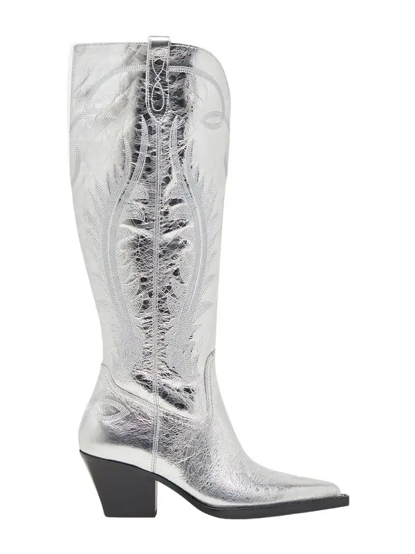 DOLCEVITA Ryatt Extra Wide Calf Boots - Silver Distressed Leather