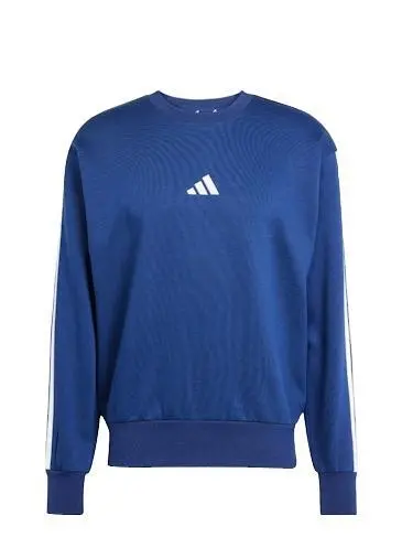 Adidas Essentials 3-stripes Fleece Sweatshirt - Dark Blue White