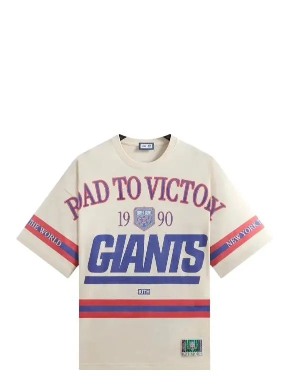 Kith X Nfl New York Giants Victory Vintage Bishop Tee Shirt - Sandrift