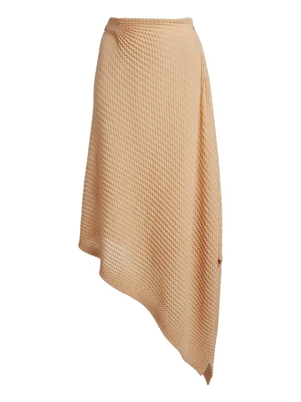 Victoria Beckham Draped Knit Stretch-cotton Midi Skirt - Neutral