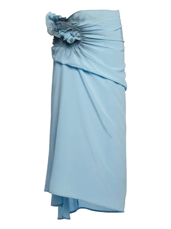 Victoria Beckham Smock-detailed Silk Maxi Skirt - Light Blue