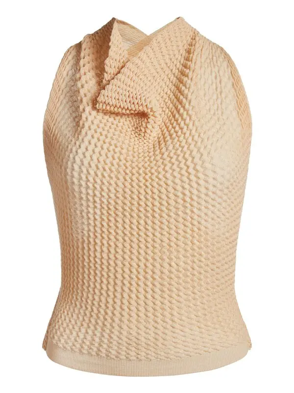 Victoria Beckham Draped Knit Stretch-cotton Top - Neutral