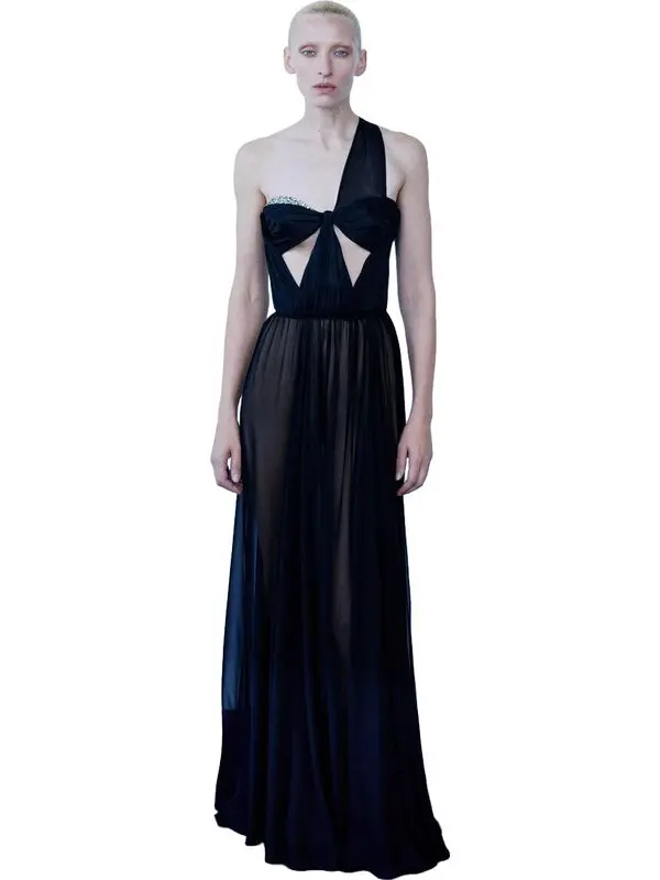 THE NEW ARRIVALS ILKYAZ OZEL Sahra Silk Evening Gown - Black