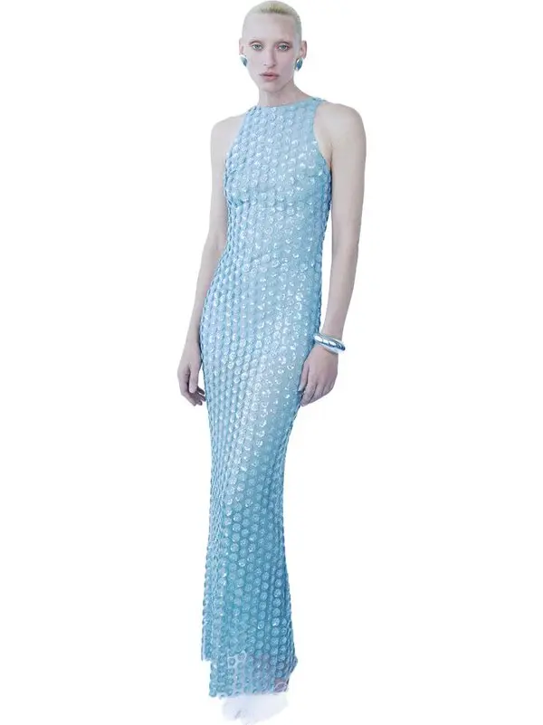 THE NEW ARRIVALS ILKYAZ OZEL Bixi Sequined Maxi Dress - Blue