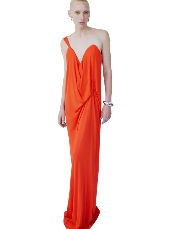 THE NEW ARRIVALS ILKYAZ OZEL Rodin Draped Evening Gown - Red
