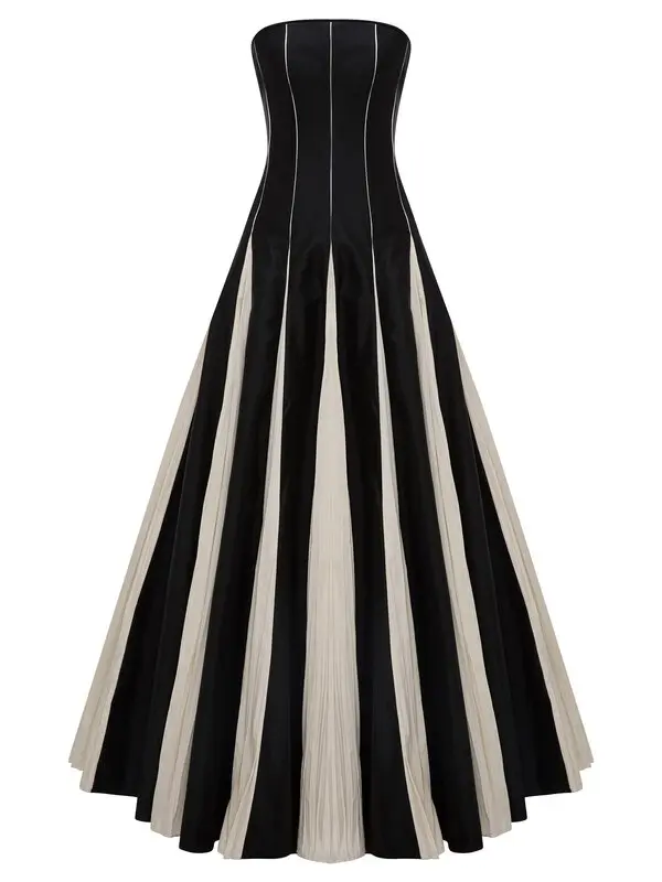 MARMAR HALIM Paneled Taffeta Gown - Black