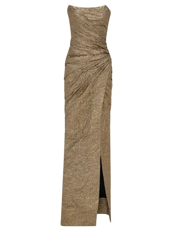 MARMAR HALIM Brocade Strapless Gown - Gold
