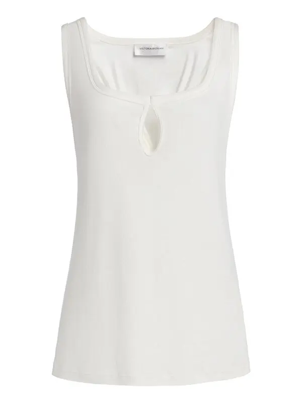 Victoria Beckham Slit Cotton-blend Tank Top - White