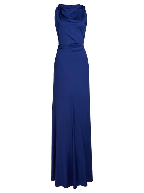 Victoria Beckham Draped Sleeveless Maxi Dress - Blue