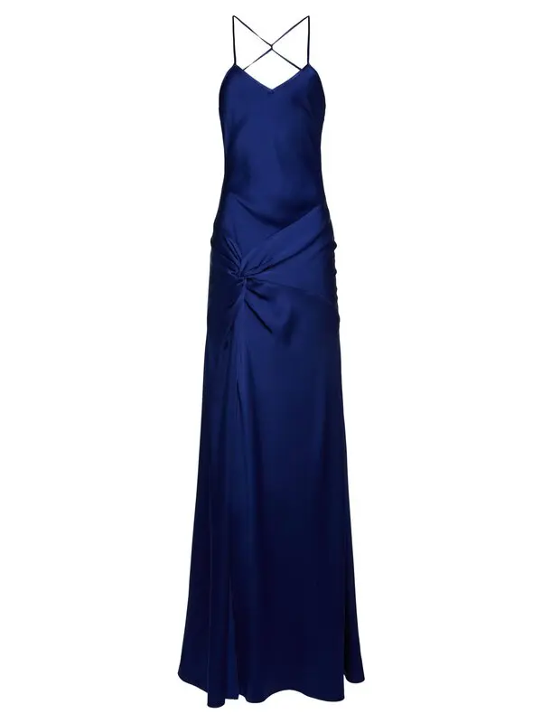 Victoria Beckham Twist Detail Maxi Slip Dress - Navy