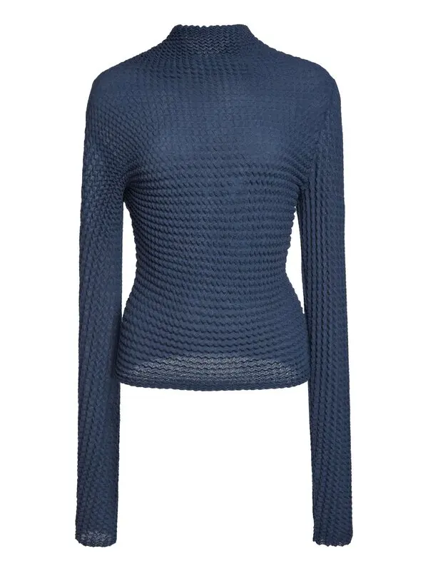 Victoria Beckham Long Sleeve Mock Neck Top - Dark Grey