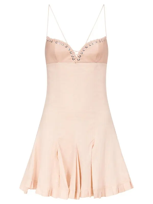 LUDOVIC DE SAINT SERNIN Eva Grommet Detailed Mini Dress - Pink