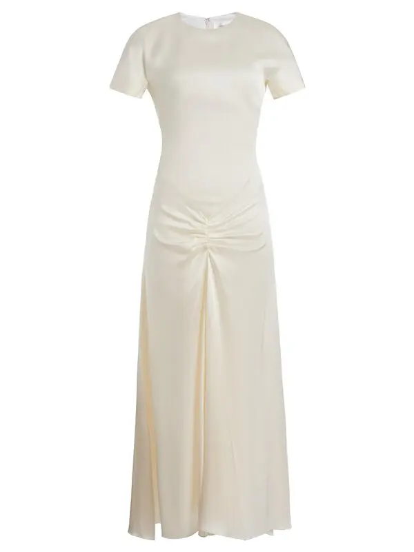 Victoria Beckham Blaire Ruched Midi Dress - Ivory