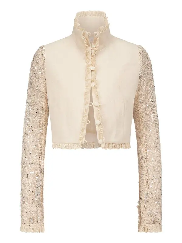 LUDOVIC DE SAINT SERNIN Cropped Sequined Jacket - Neutral