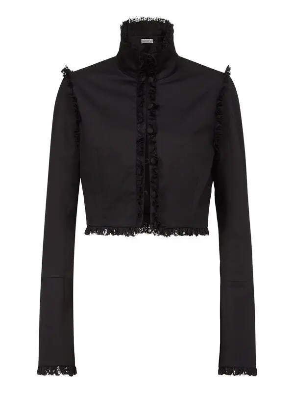 LUDOVIC DE SAINT SERNIN Odile Cropped Lace-trimmed Jacket - Black