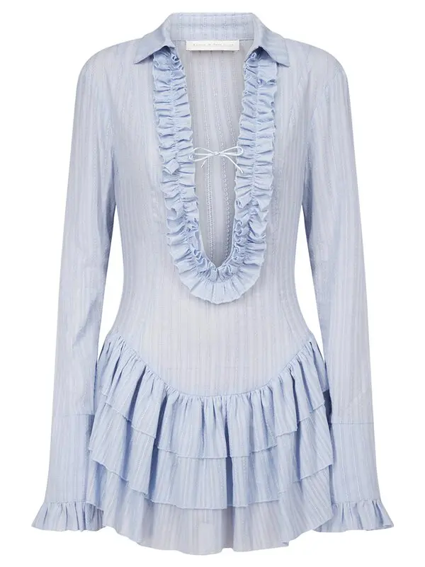 LUDOVIC DE SAINT SERNIN Plunging Neckline Mini Dress - Blue