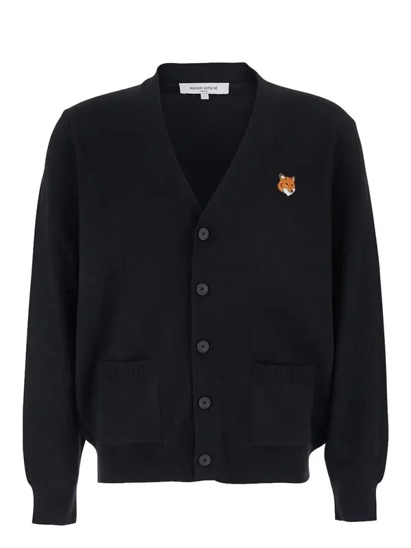 Maison Kitsuné Cardigan With Logo Patch - Black
