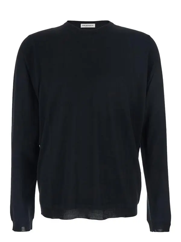 GOES BOTANICAL Crew Neck Wool Sweater With Dropped Shoulders - Black