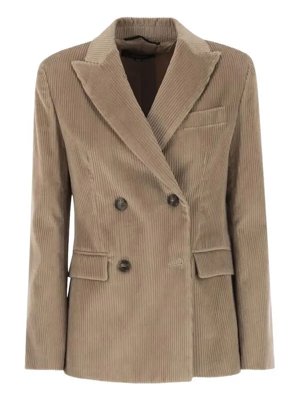 Max Mara Katanga Cotton Velvet Blazer - Beige