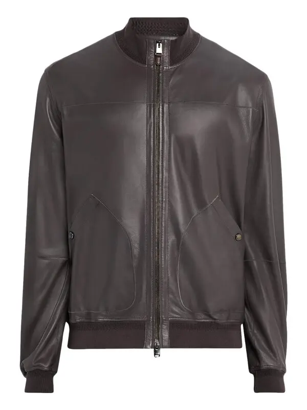 Canali Nuvola Napa Leather Bomber Jacket - Brown