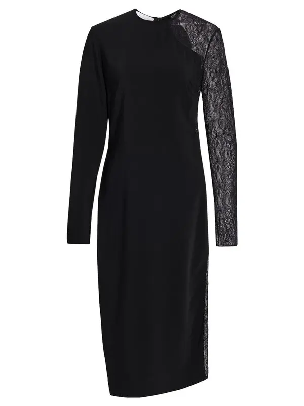 Stella McCartney Lace-inset Long-sleeve Sheath Dress - Black