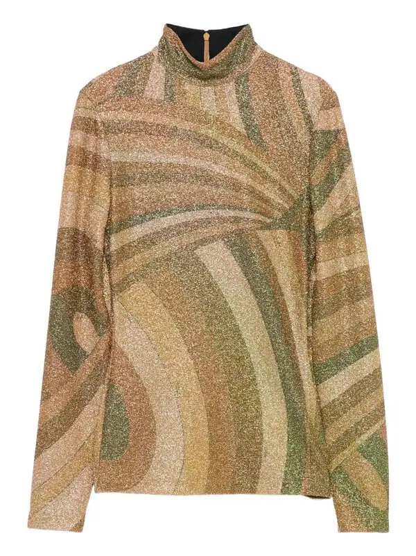 Emilio Pucci Iride-print Lamé Jersey Top - Brown