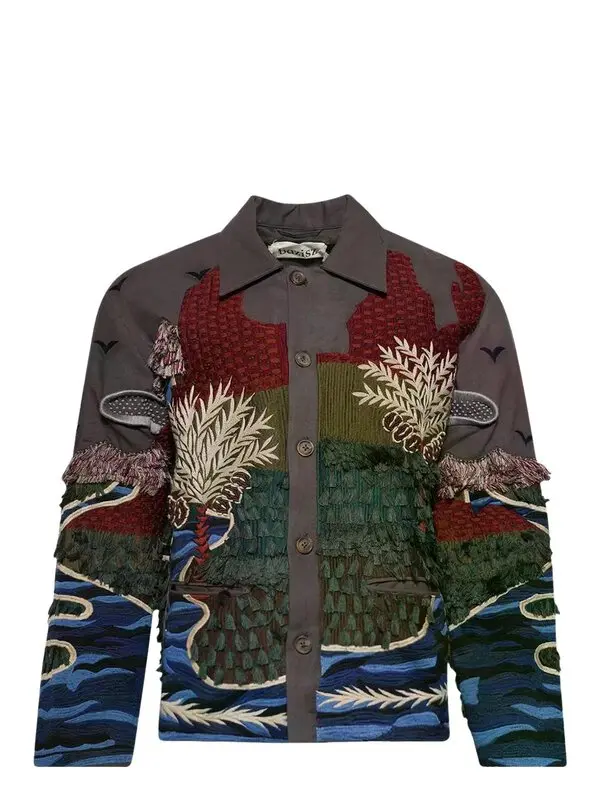 BAZISZT Embroidered-appliqué Jacket - Grey