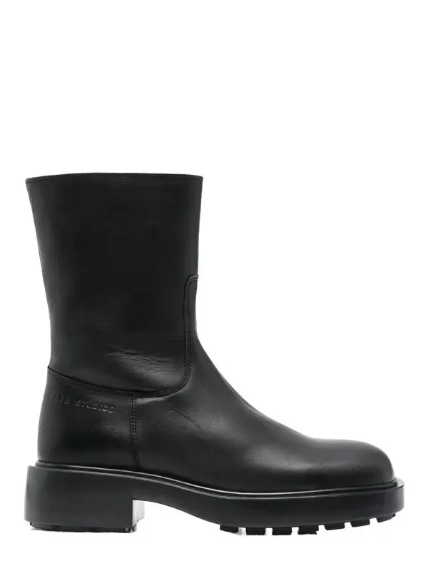 SUMMERY COPENHAGEN Leather Ankle Boots - Black