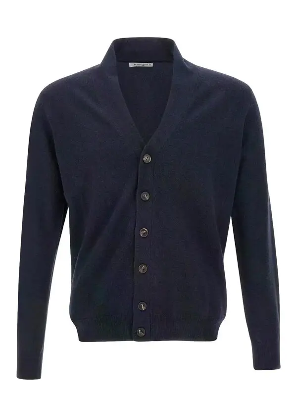 KANGRA Shawl Collar Button Cardigan - Blue