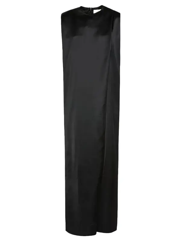 YVES SALOMON Heavy Wool Satin Maxi Dress - Black
