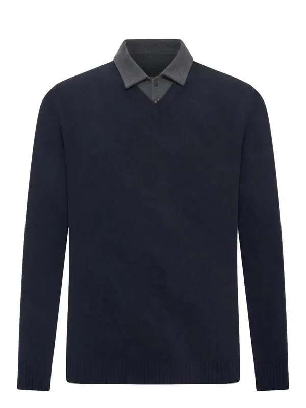 ROBERTO COLLINA Contrast-collar Cotton-piquet Polo Shirt - Blue