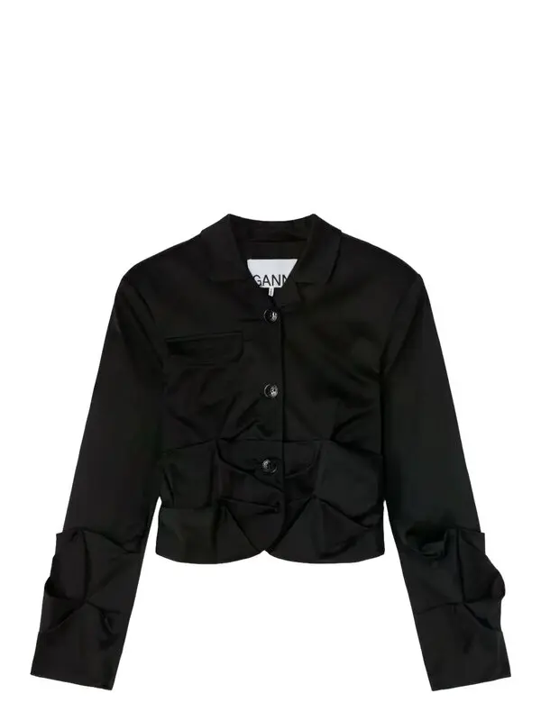GANNI Ruched Jacket - Black