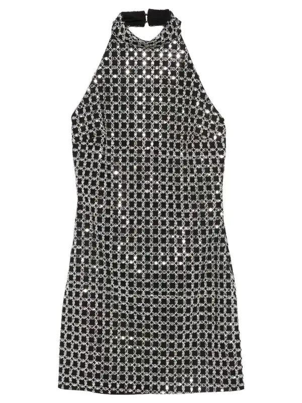 ROTATE BY BIRGER CHRISTENSEN Halterneck Bead-embellished Mini Dress - Black