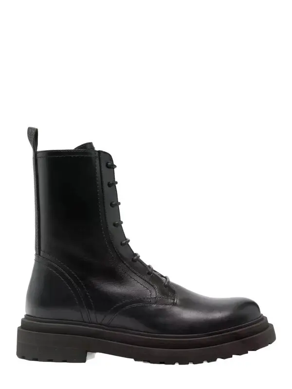 Brunello Cucinelli Leather Biker Boots - Black