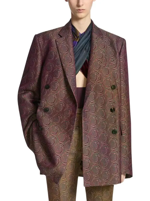 Dries Van Noten Jacquard Double-breasted Blazer - Red