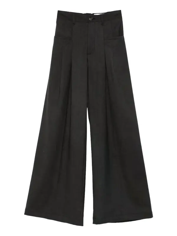 WHITE SAND Silk Blend Flared Trousers - Grey