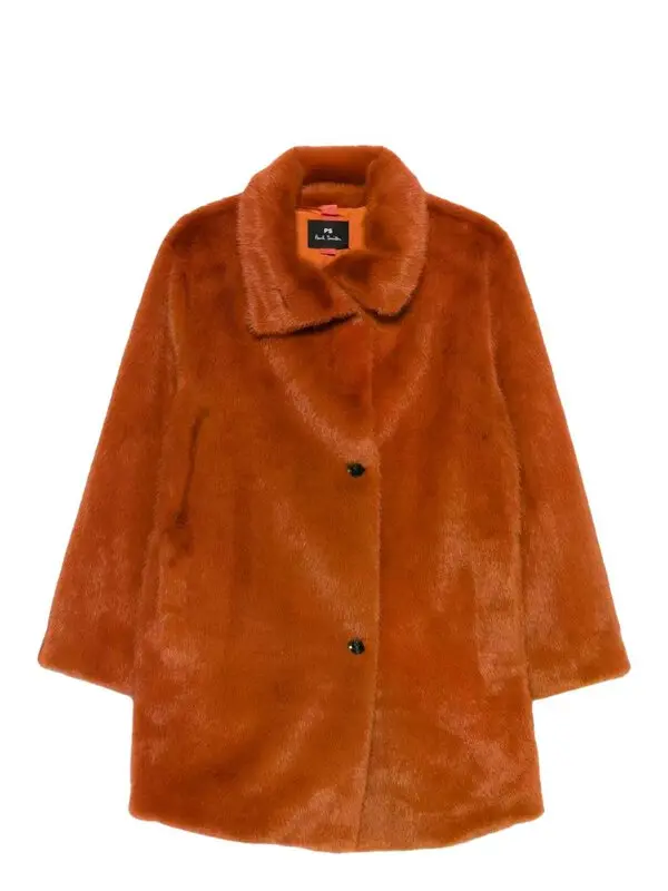 Paul Smith Faux-fur Collared Coat - Orange