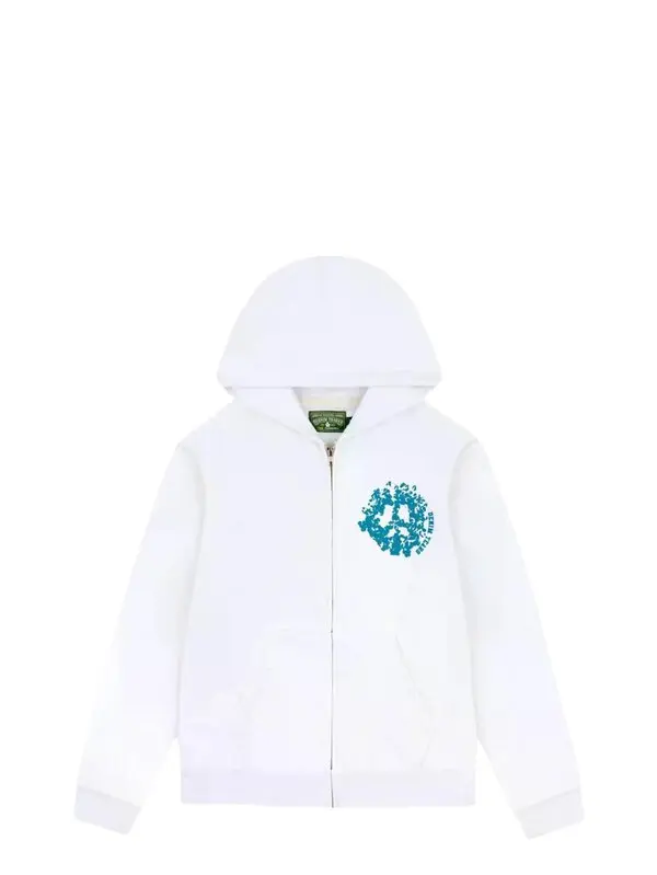 DENIM TEARS Long-sleeve Zip-up Hoodie - White