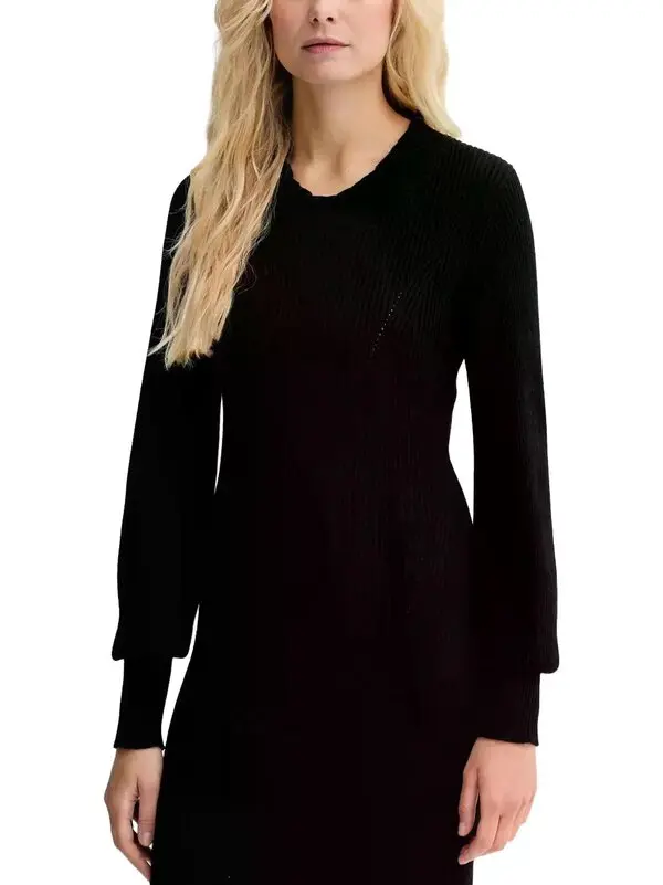 TWINSET Long-sleeved Ribbed Dress - Black