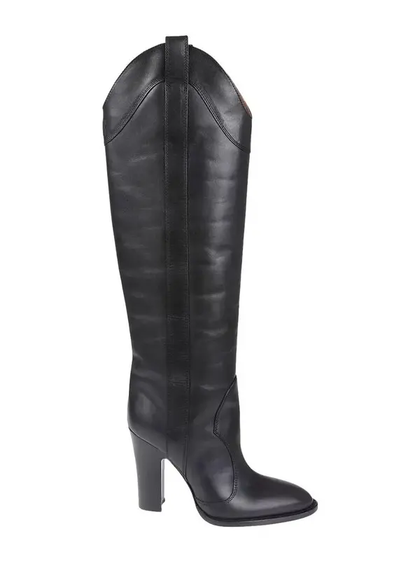Paris Texas Leather Knee-high Boots - Black